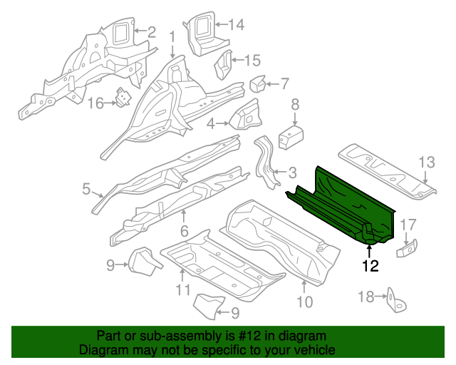 41107284329 - 2014-2021 BMW Center Floor Pan (41-10-7-284-329) | BMW of ...