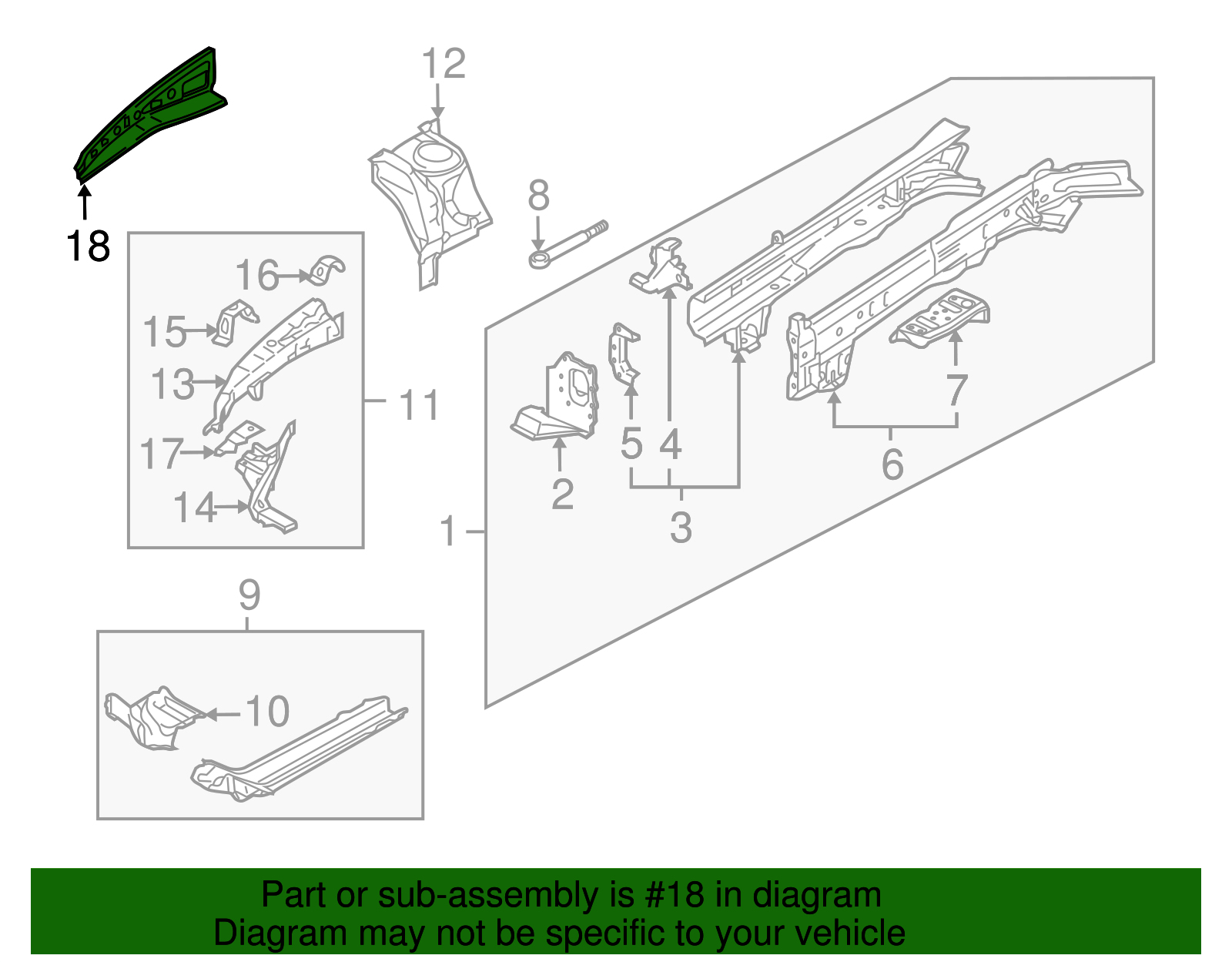 2010-2014 Subaru Upper Reinforced 51021AJ00A9P | Subaru Parts Guys