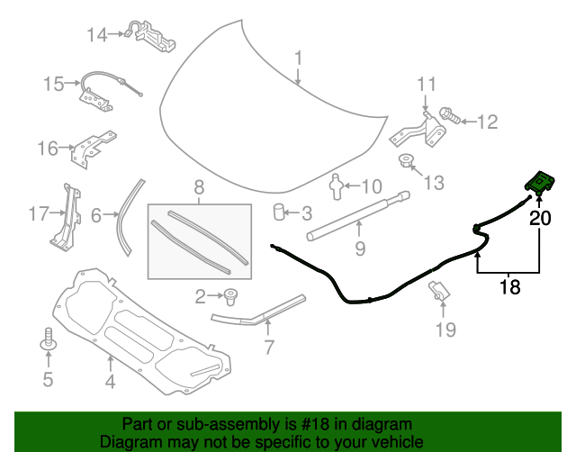 65621-5AA0A - Release Cable 2015-2017 Nissan Murano | Nissan Parts ...