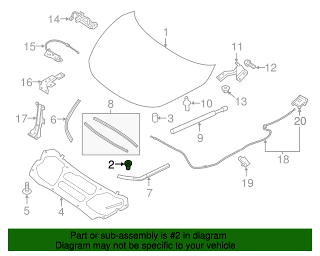 2011-2020 Nissan Murano Hood Bumper 01658-00711 | TascaParts.com