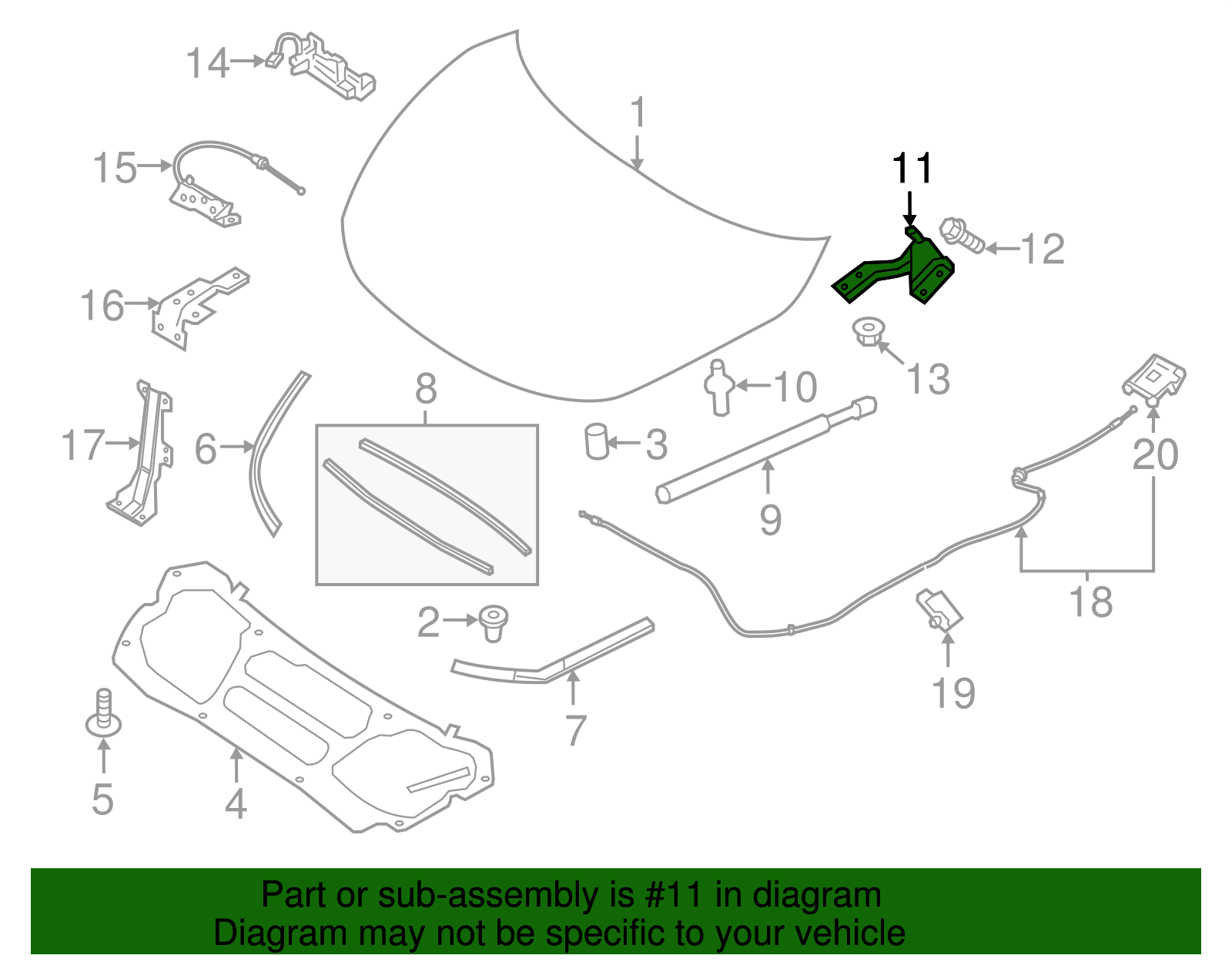 65401-5AA0A - Hood Hinge 2015-2024 Nissan Murano | Nissan Parts ...