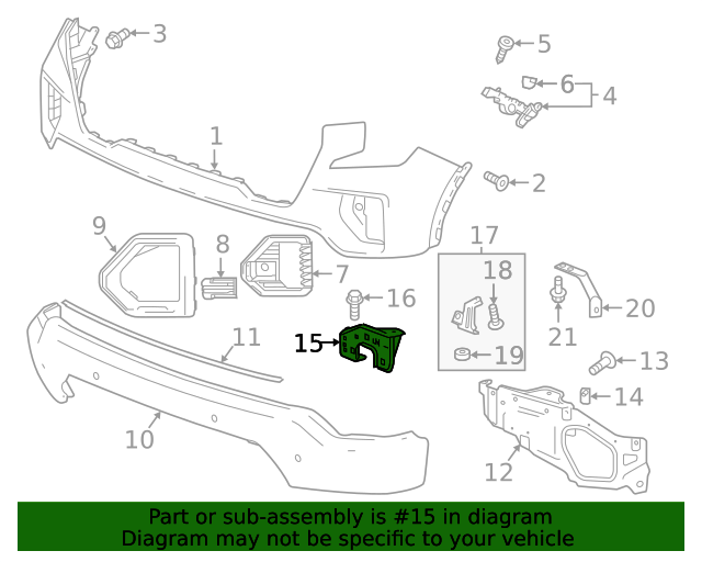 2016-2019 GM Front Driver Side Bumper Impact Bar Bracket 84029775 ...