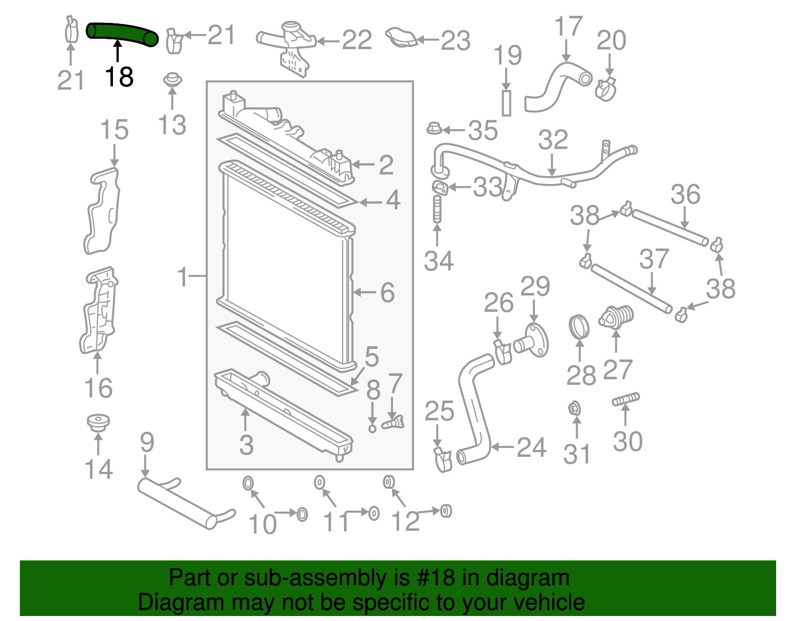Genuine Toyota Upper Hose part# 16573-21010 for 2000-2006 Toyota ...
