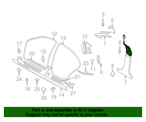51437902935 - 1999-2005 BMW Upper Center Pillar Trim (51-43-7-902-935 ...