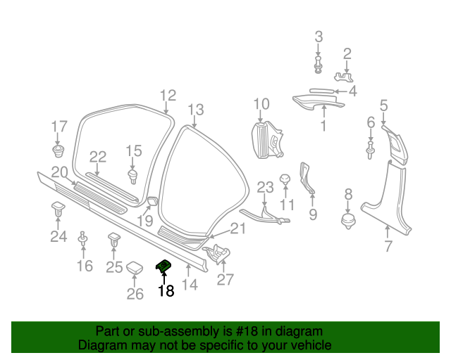 Genuine BMW 51-71-8-184-574 | Sill Cover Clamp | FREE Shipping on Most ...