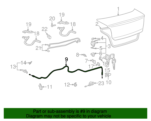 2000-2005 Toyota Echo Deck Lid Release Cable 64607-52020 ...