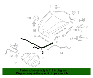 51-23-7-184-456 - Bowden cable, hood mechanism 2007-2014 BMW ...