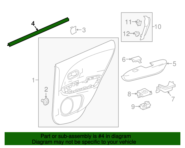 2016-2020 Honda HR-V Weatherstrip, L Rear Door (Inner) 72875-T7A-003 ...