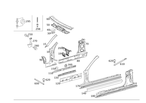 Roof Front Rail & Side Panels on Cabrio (Convertible) for 2006 Mercedes ...