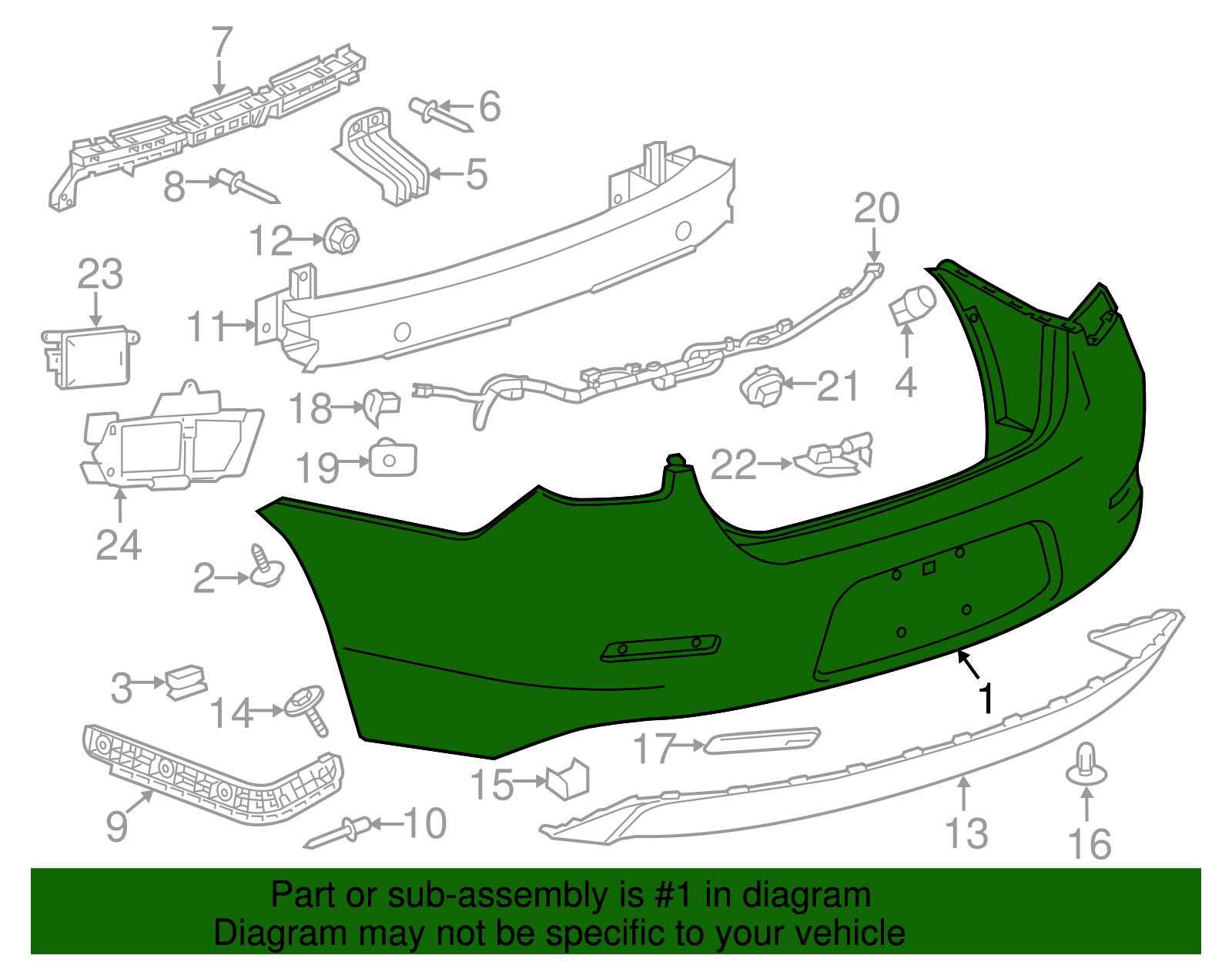 2014-2016 Chevrolet Rear Bumper Cover 23146558 | Auto Parts Express