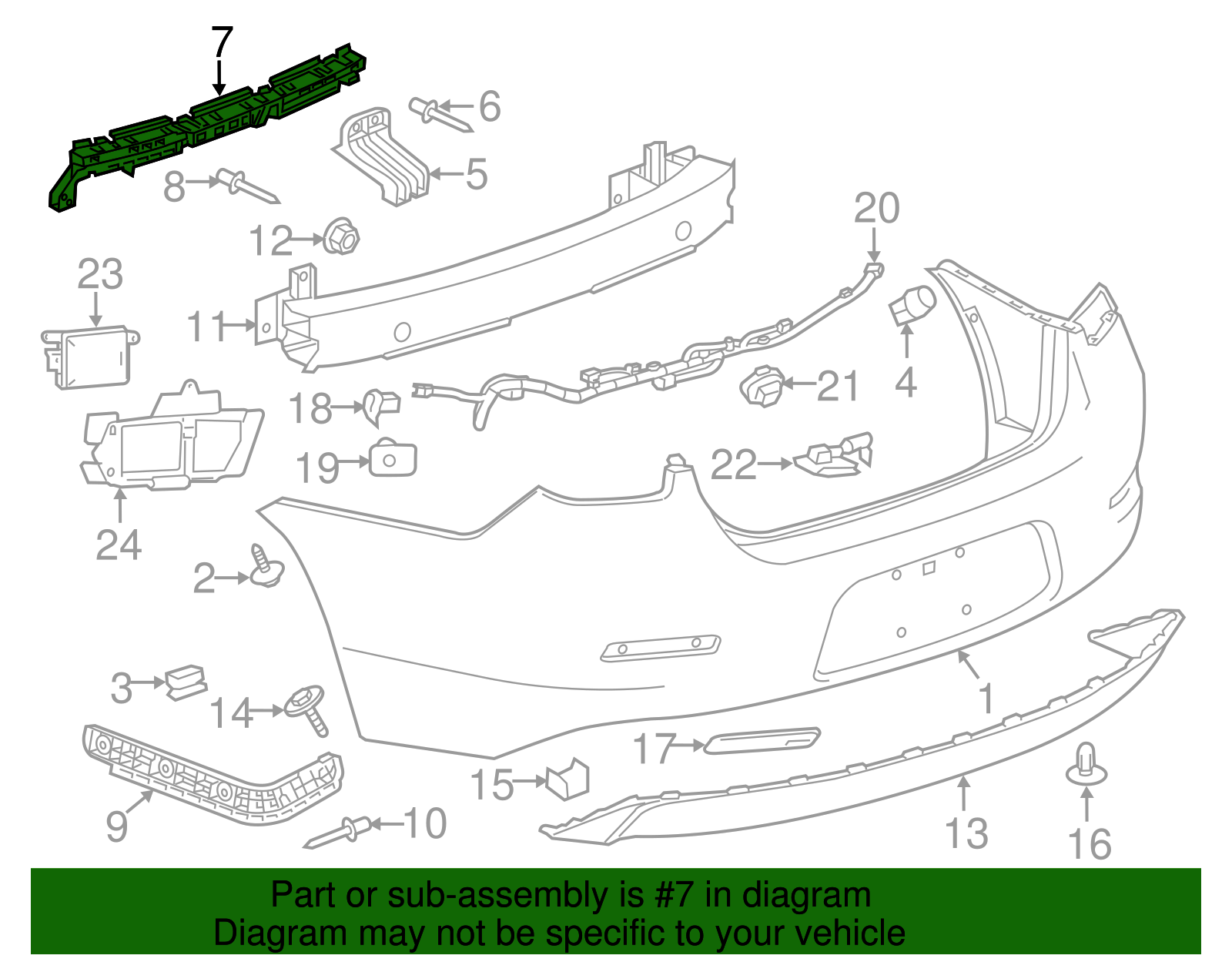 2013-2016 Chevrolet Rear Bumper Fascia Center Bracket 22934598 GM ...