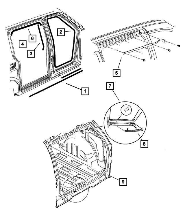 2001-2007 Mopar Front Door Weatherstrip 4717728AC | QuirkParts