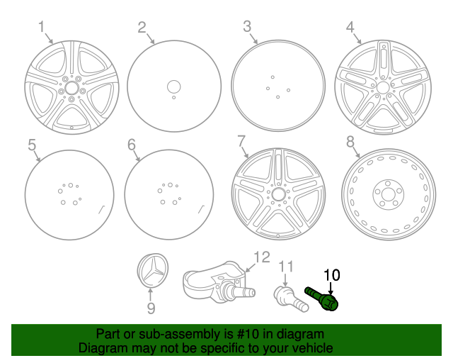 000-990-51-07 - Wheel Lug Bolt 2007-2020 Mercedes-Benz | Mercedes-Benz ...