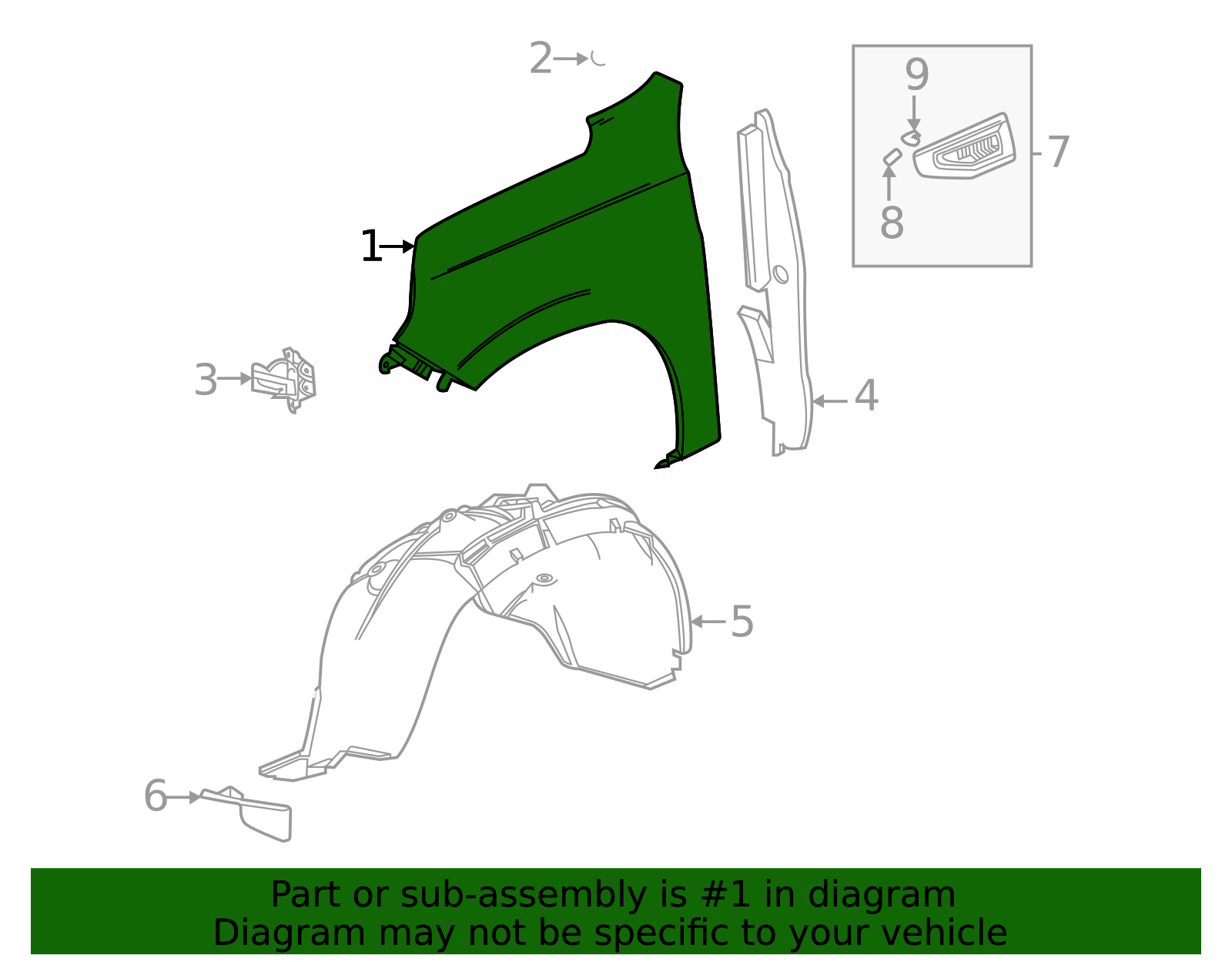 2021-2024 GMC Front Driver Side Fender 84384208 GM | GMPartsDirect.com