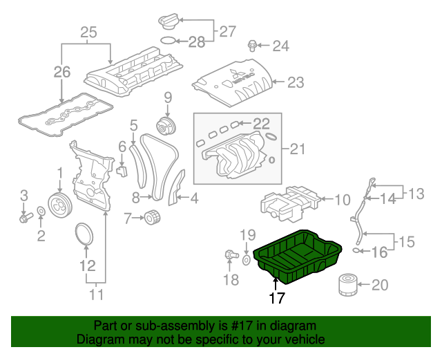 2008-2020 Mitsubishi Oil Pan MN187236 | Auto Parts