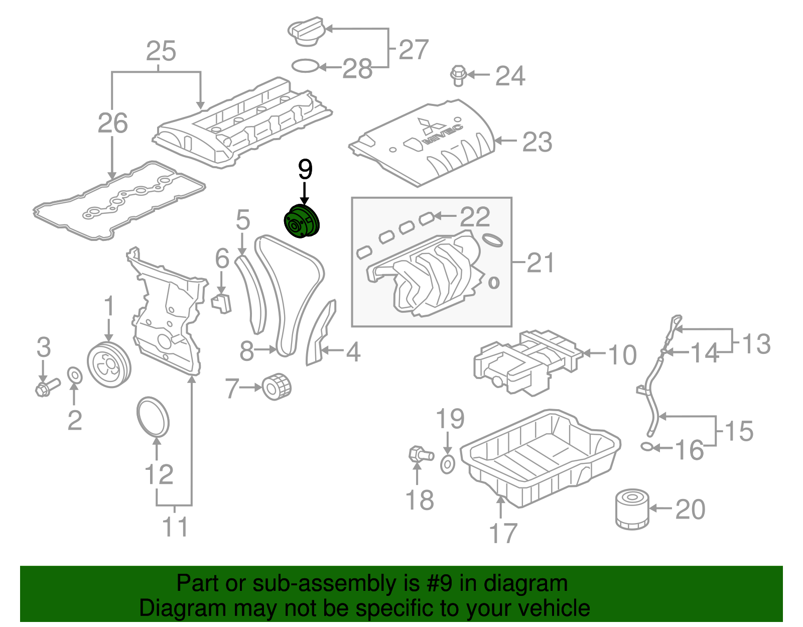 2017-2020 Mitsubishi Outlander Camshaft Gear 1147A073 | Factory ...