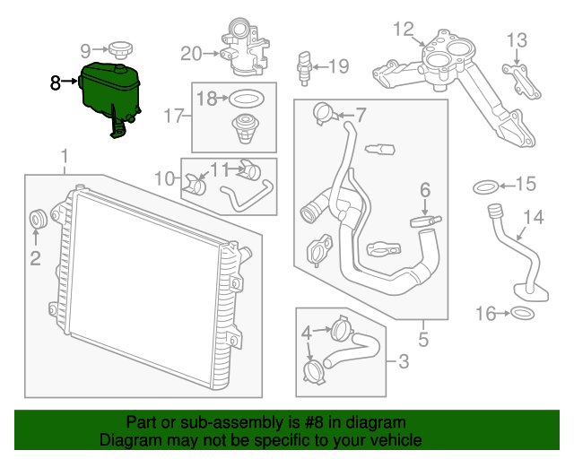 2013-2016 GM Radiator Surge Tank 23106015 GM | GMPartsDirect.com