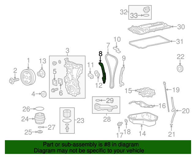 13559-0V010 - Chain Guide - 2009-2019 Toyota | OEM Genuine Toyota Parts