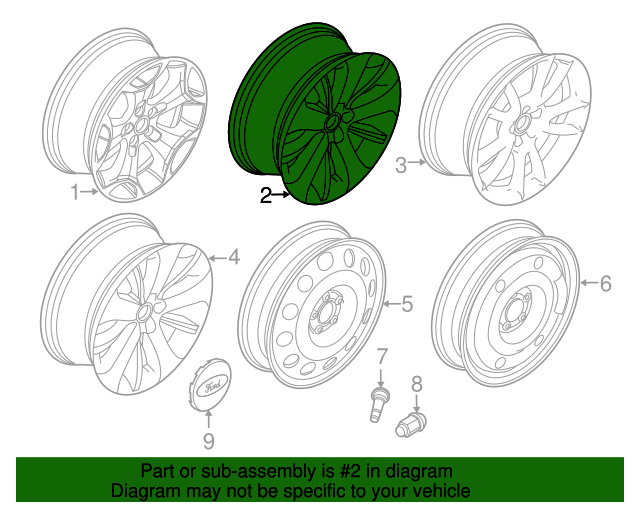 2010-2012 Ford Taurus Wheel, Alloy BG1Z-1007-C | OEM Parts Online