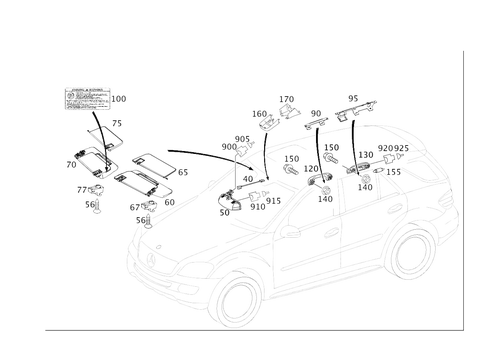 Sun Visor, Interior Mirror, Grab Handle for 2009 Mercedes-Benz ML63 AMG ...