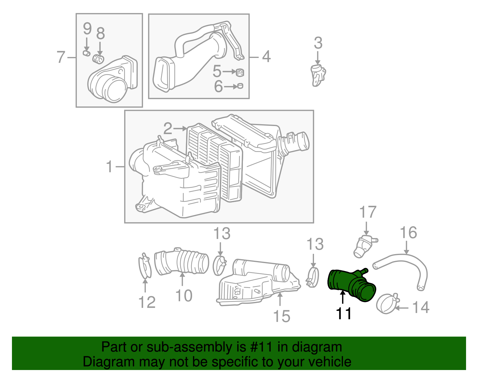 Genuine Toyota Engine Air Intake Hose part# 17882-62010 for 1999-2000 ...