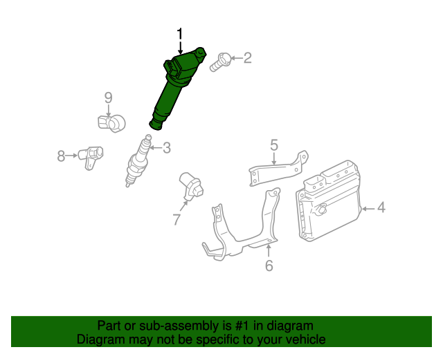 Genuine Toyota Direct Ignition Coil - Single part# 90919-A2013 for 2005 ...