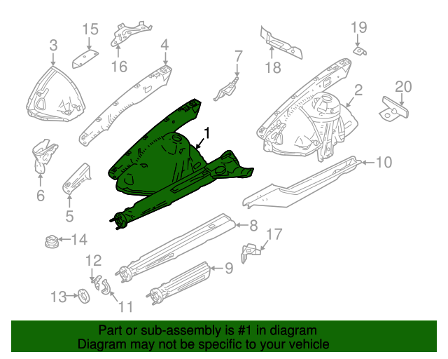 Genuine BMW 41-14-8-203-422 | Apron Assembly | FREE Shipping on Most ...