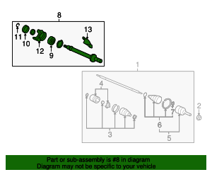 44500-T0A-A00 - Shaft Assembly Half (AT) - 2012-2014 Honda CR-V ...