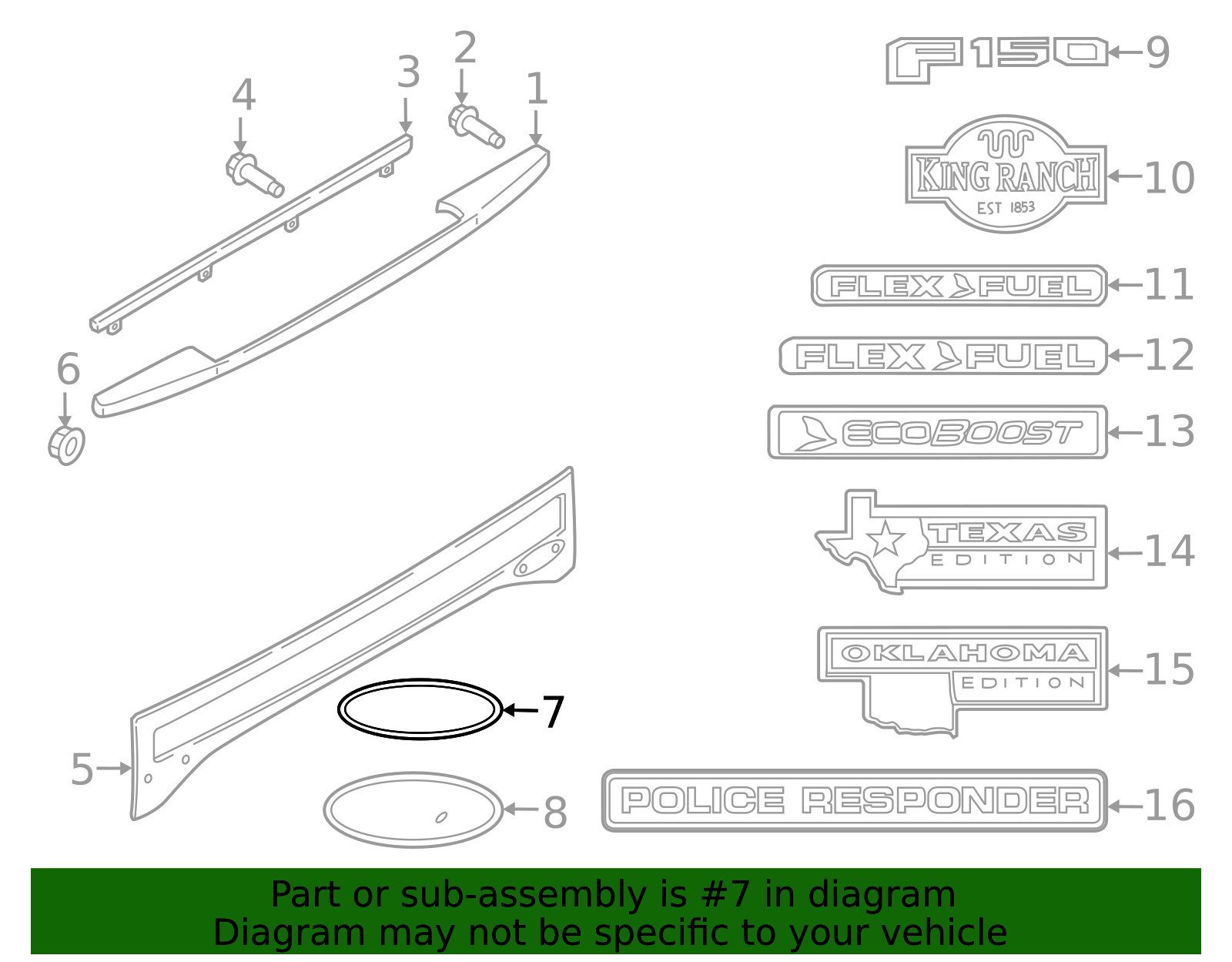 Genuine OEM Ford Part - Tailgate Emblem FL3Z-9942528-A | Genuine OEM ...