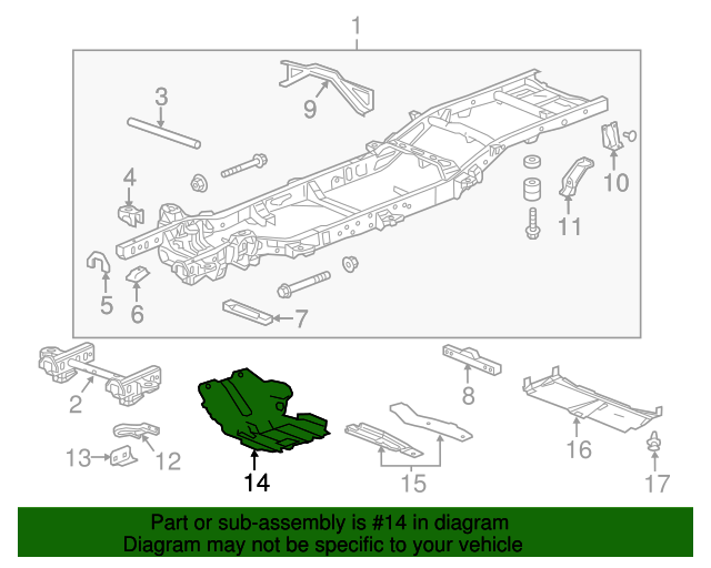 2014-2015 GM Front Bumper Impact Bar Skid Plate 22944882 | Maxon GMC Parts