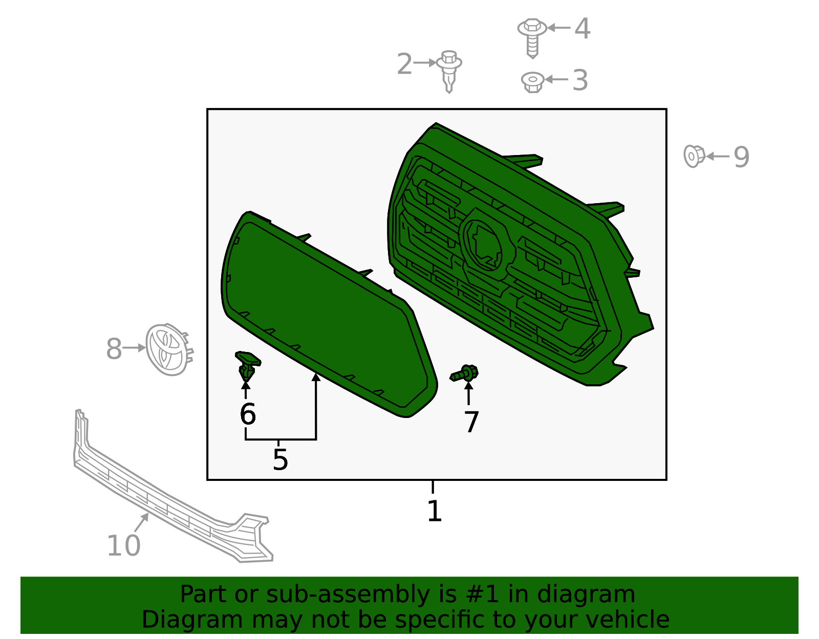 2018-2019 Toyota Tacoma Upper Grille 53101-04030-D0 | Toyota Parts Center