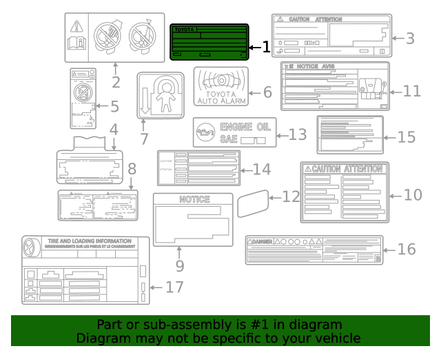2023 Toyota Camry Emission Label 11298-F0152 | Toyota Parts Center