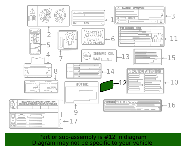2011-2024 Toyota Info Label G92A1-76010 | Toyota Parts Center