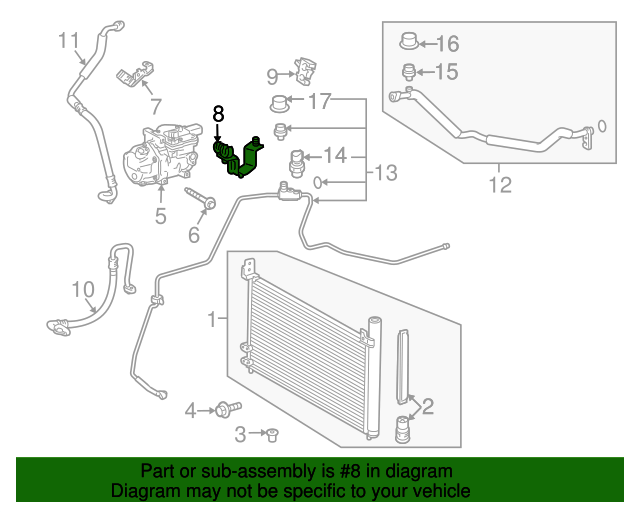 88688-1E381 - A/C Refrigerant Line Bracket - 2010-2017 Toyota | Sparks ...