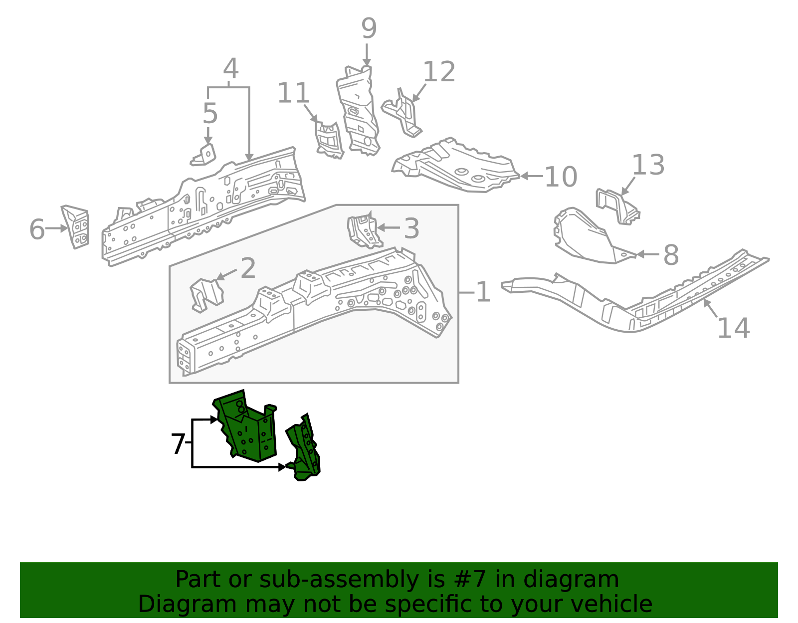 2019-2024 GM Driver Side Front Compartment Inner Side Rail Extension ...