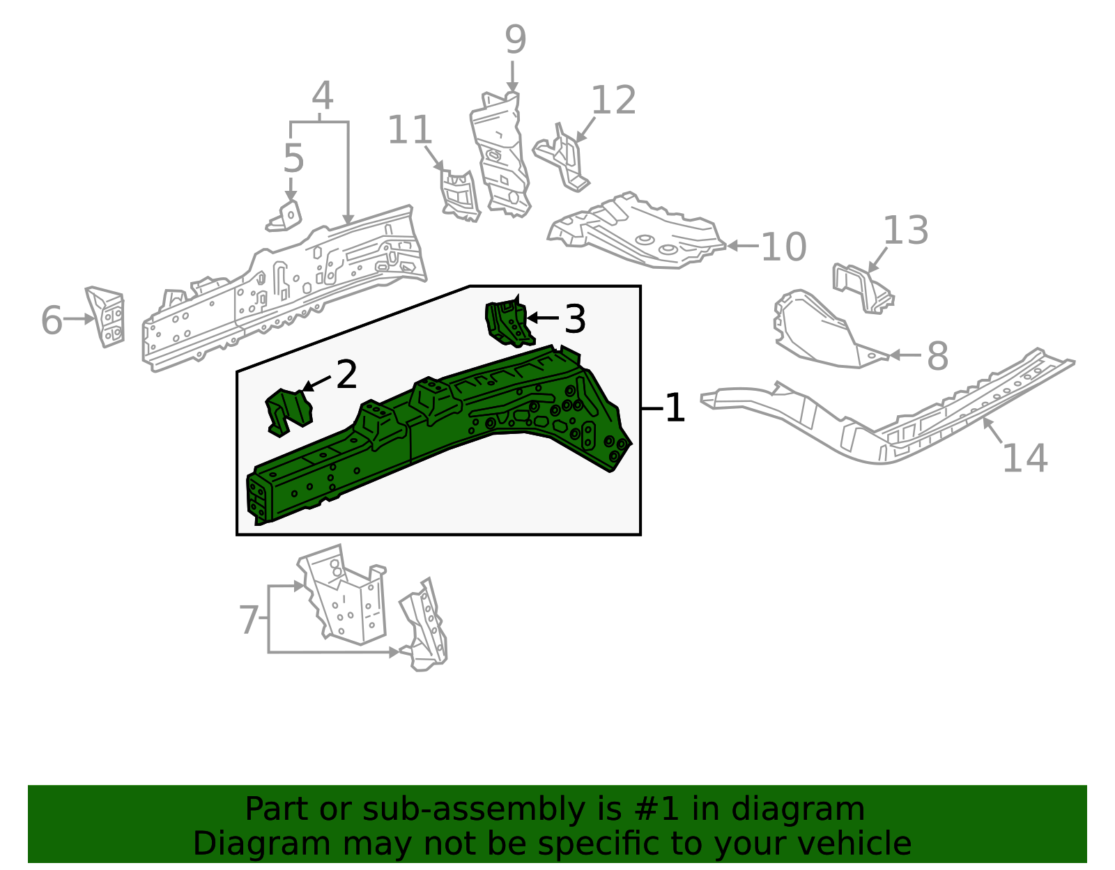 2019-2023 Cadillac XT4 Passenger Side Front Compartment Side Rail ...