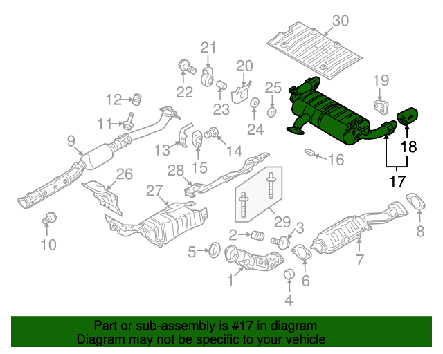 2009-2015 Mitsubishi Lancer Exhaust Muffler 1571A544 | Mitsubishi Parts ...