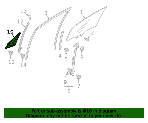 73330-TRT-A02 - Glass R Front Door Corner (Green)(AGC) - 2019 2020 ...