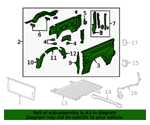 2019-2023 GMC Passenger Side Pickup Box Outer Side Panel 85554869 | OEM ...