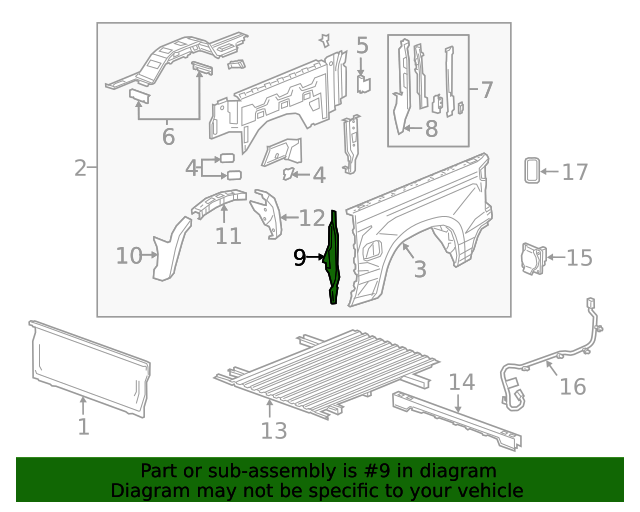 2019-2023 GM Driver Side Pickup Box Side Panel Front Filler 23403602 ...