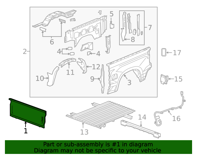 2019-2024 GM Pickup Box Front End Panel 84401482 GM | GMPartsDirect.com