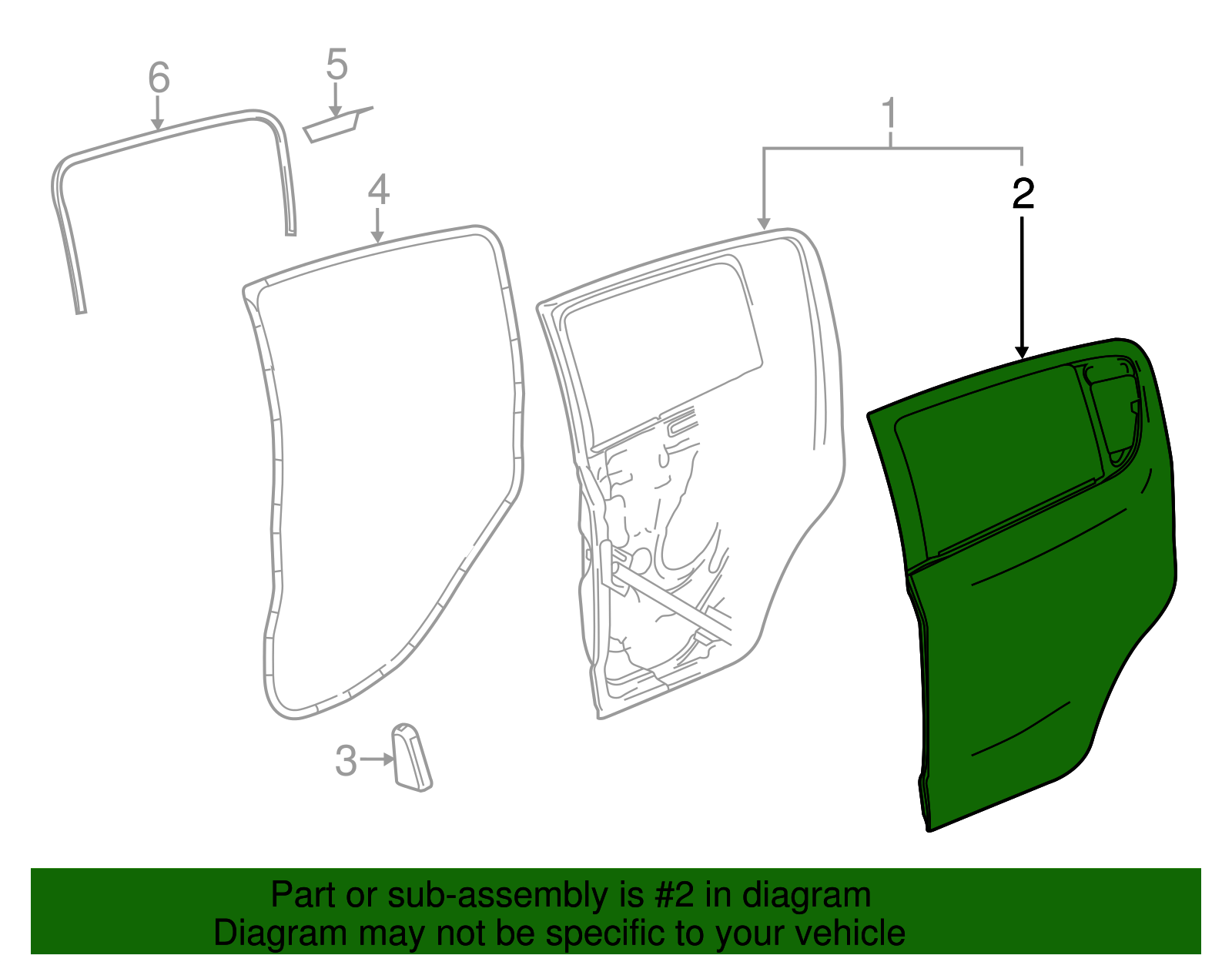 95951611 - Driver Side Rear Door Outer Panel 2013-2016 Chevrolet ...