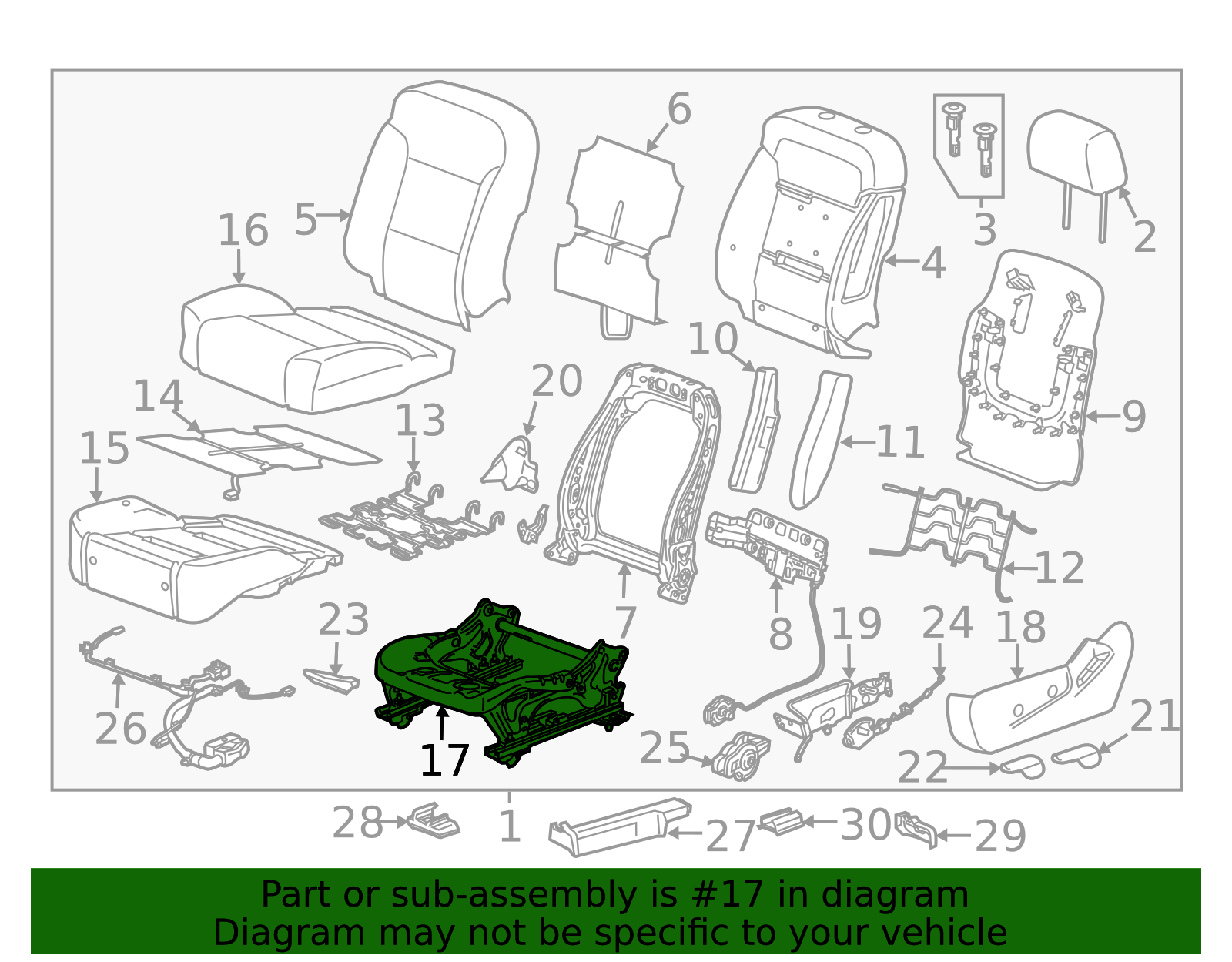 2014-2020 GM Front Driver Side Seat Cushion Frame 13518953 GM ...