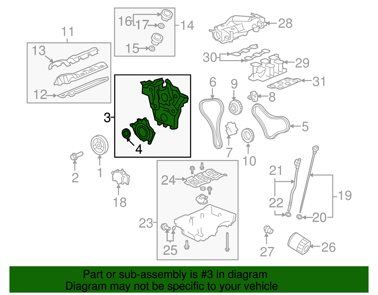 Genuine OEM GM Part - Front Cover 2010-2024 GM 12698371 - Parts ...