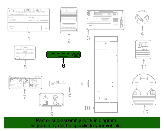 Genuine OEM Vin Label Part# LR040889 Fits 2013-2022 Land Rover: Up To ...
