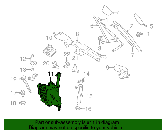 164-860-09-60 - Washer Fluid Reservoir 2006-2012 Mercedes-Benz ...