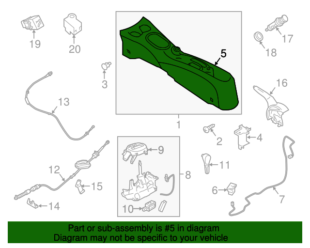 96910-9ME1A - Console Body 2017 Nissan Versa Note | Nissan Parts ...