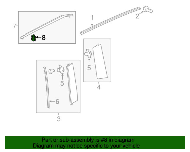 91503-TK8-A01 - Belt Molding Clip 2011-2017 Honda Odyssey | Honda Parts ...