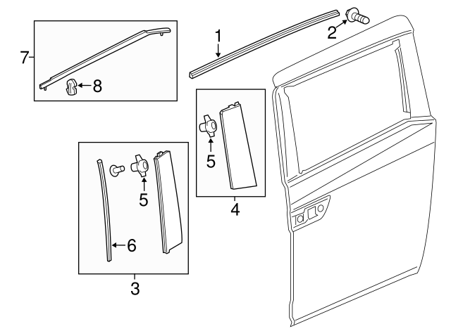 91503-TK8-A01 - Belt Molding Clip 2011-2017 Honda Odyssey | Honda Parts ...