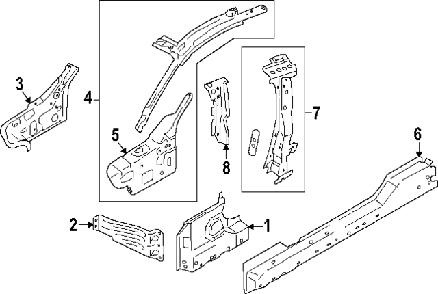 2024 Ford Mustang Lower Pillar Reinforced PR3Z-6302501-A | QuirkParts